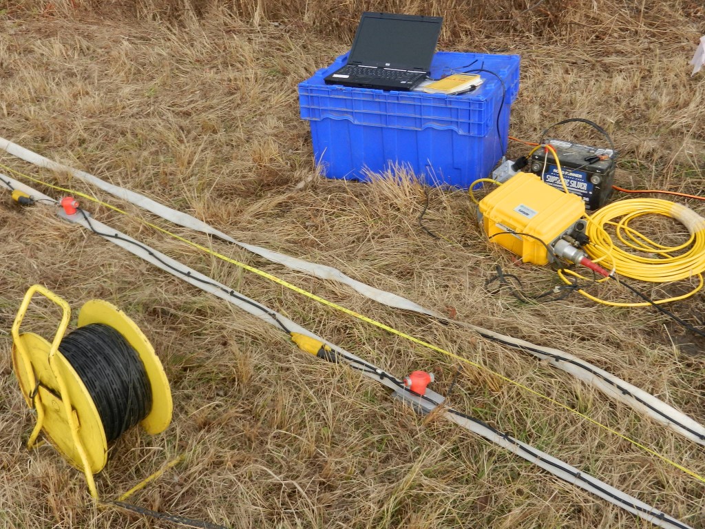 Multichannel analysis of surface waves seismograph geophones cables